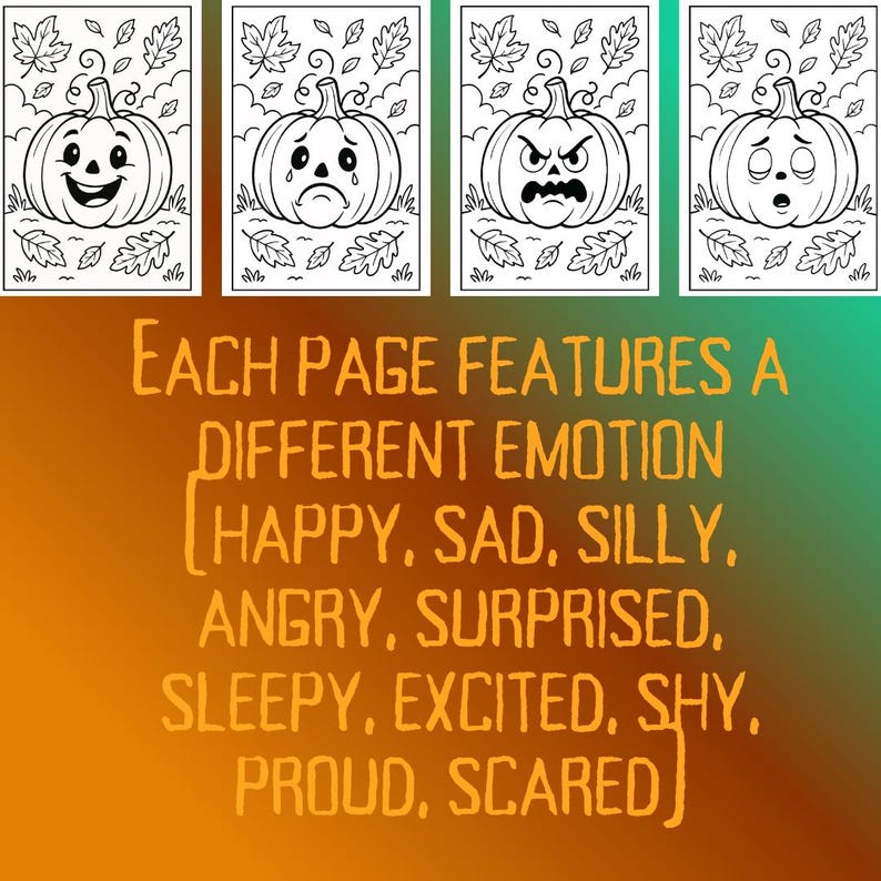 Pumpkin Emotions Coloring Pages: Fall SEL Activity (PDF) - Etsy