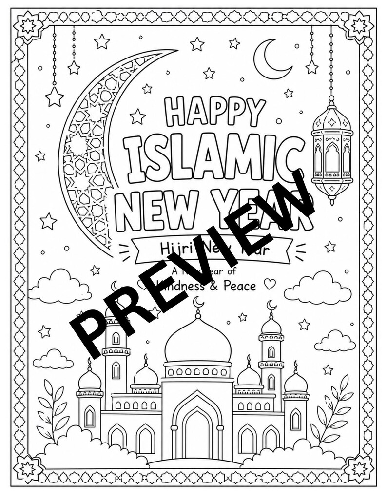 Islamic New Year Coloring Pages, Hijri Goals Writing Activity (PDF ...