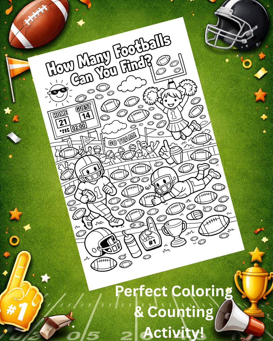 How Many Footballs Can You Find Activity? Coloring and Counting ...