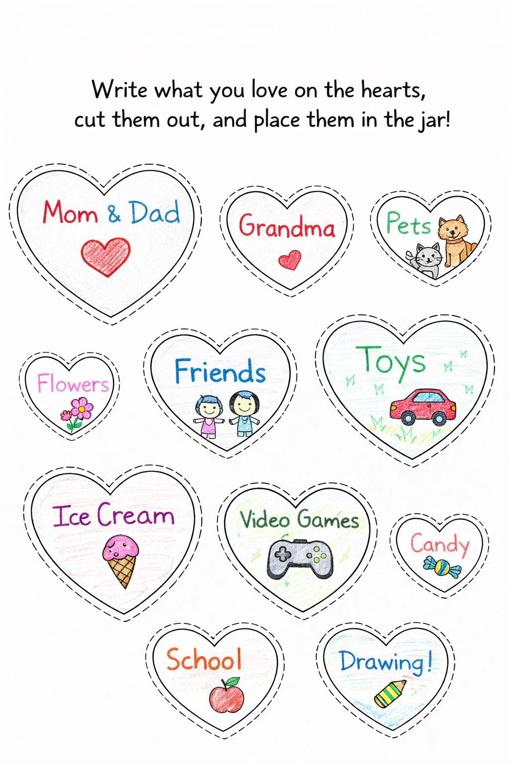 Things I Love Jar, Kids Activity, Printable Keepsake (digital Download ...