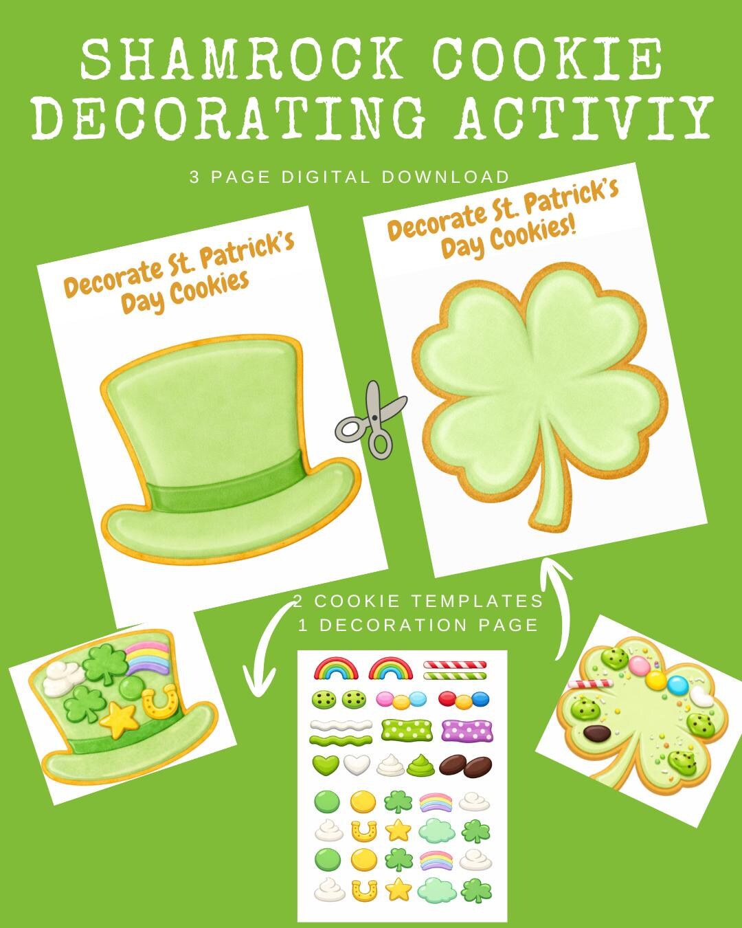 Shamrock Cookie Decorating Craft – Printable Cut & Paste Activity - Etsy