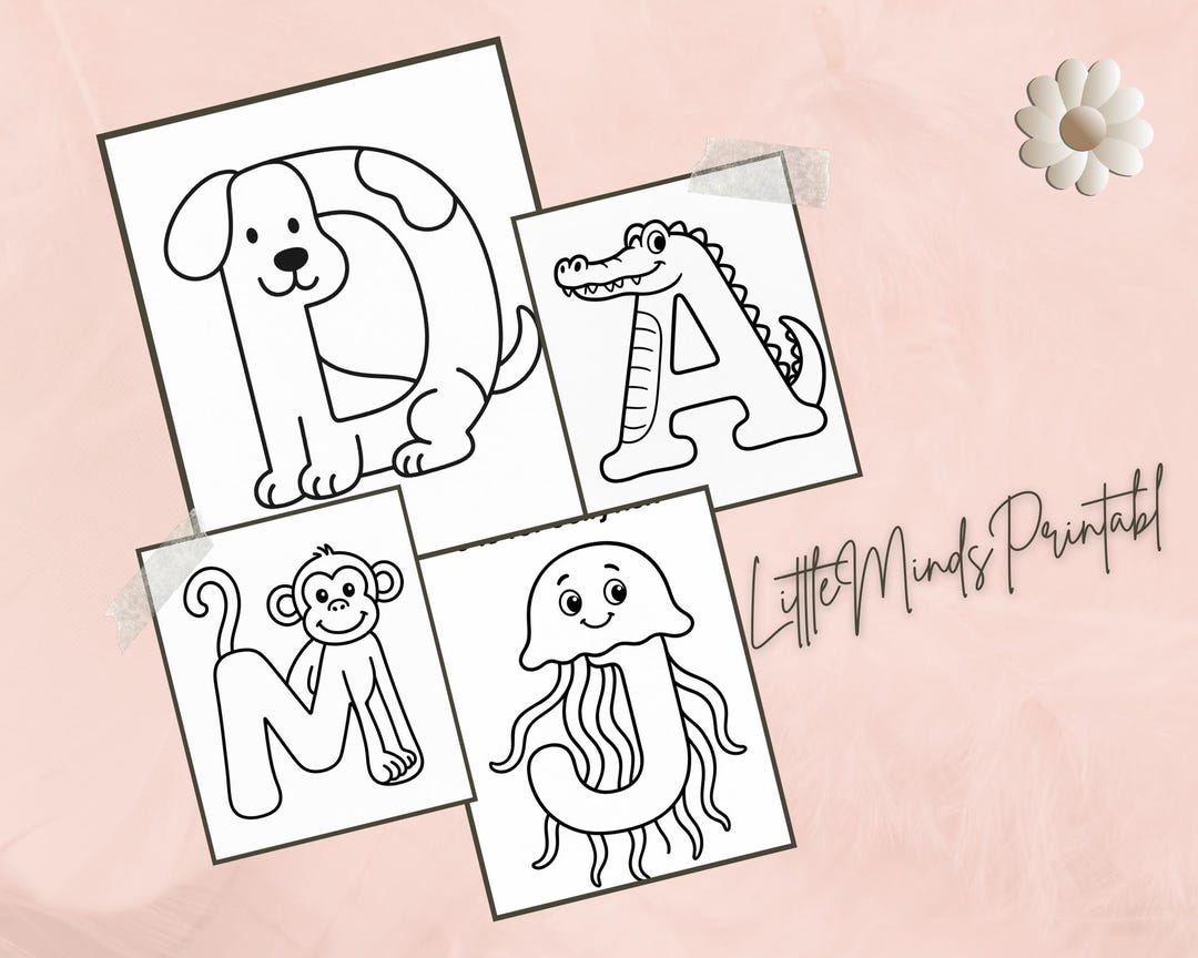 Animal Alphabet Adventure Coloring Book A-Z (1 Letter per Page) - Etsy