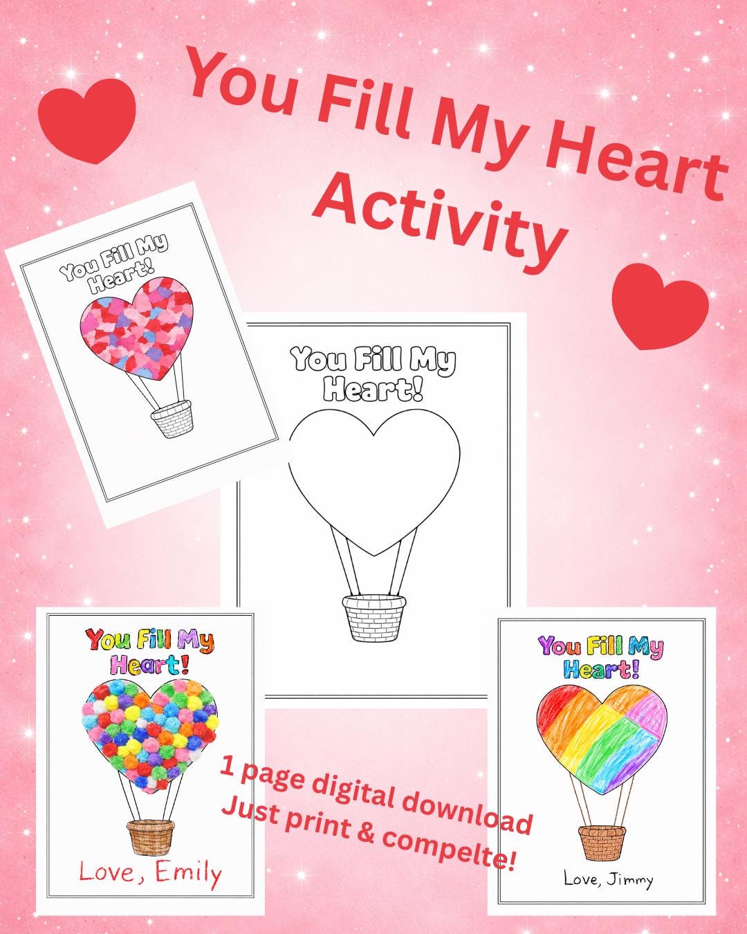 You Fill My Heart Craft Activity, Printable Kids Mother's Day Activity ...