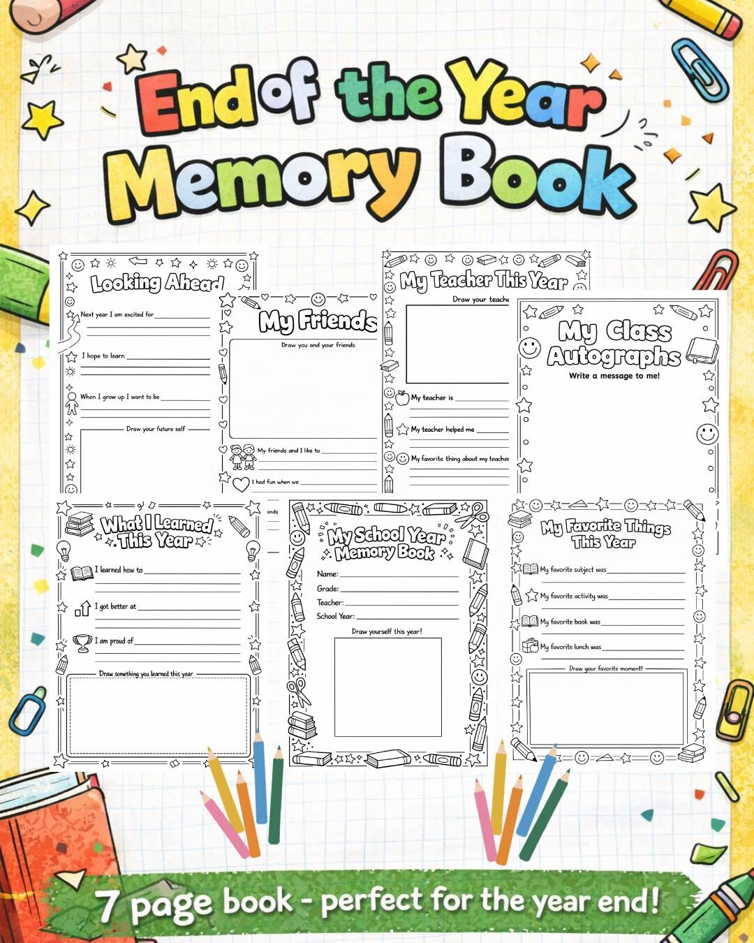 End of Year Memory Book, Student Reflection Activity (PDF Download) - Etsy