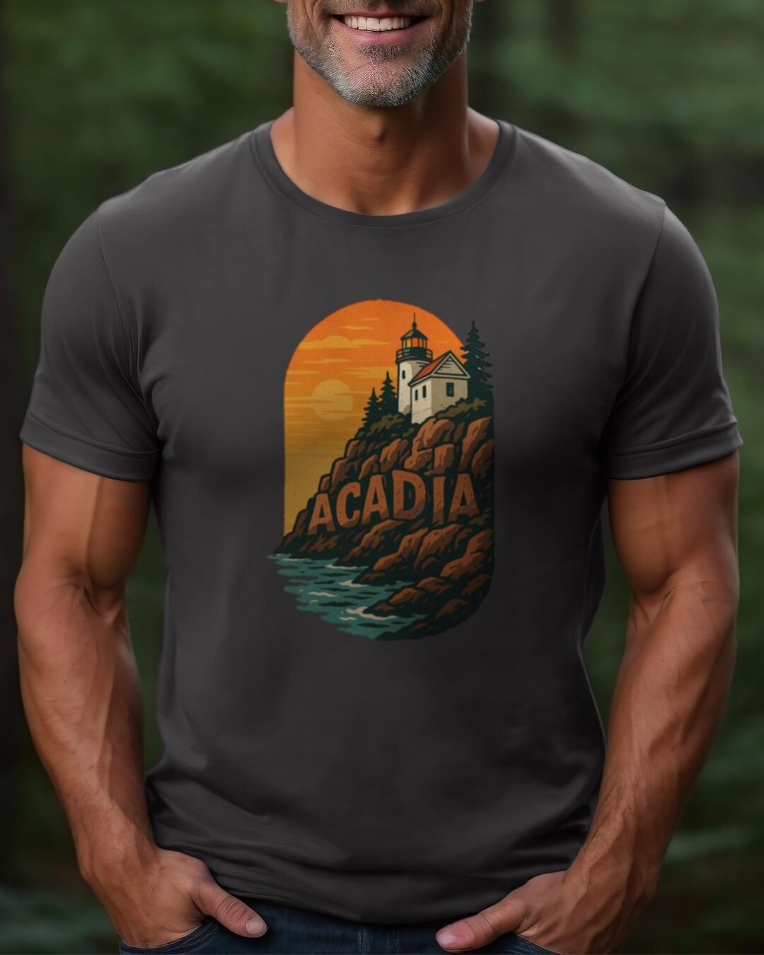 Acadia National Park T-shirt: Vintage Badge Graphic Tee, Nature Lover ...