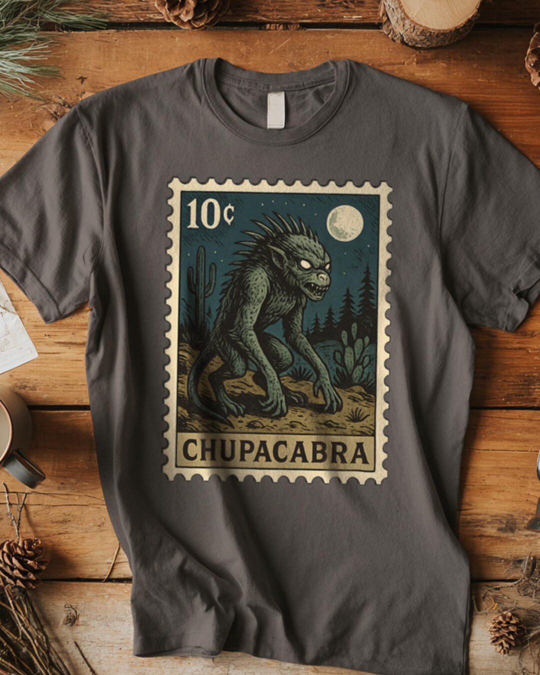Chupacabra T-shirt: Vintage Cryptid Stamp Graphic, Bella Canvas Tee - Etsy