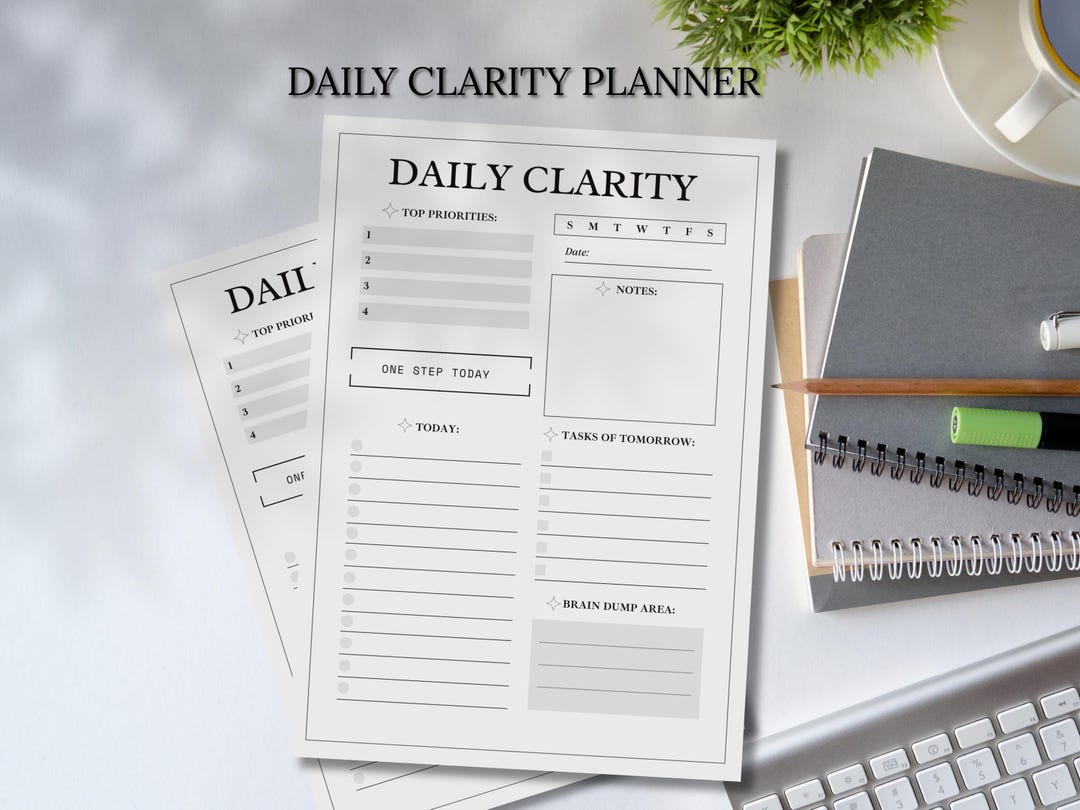 One Day Planner Printable – One-page Personal Planner, Clarity Planner ...