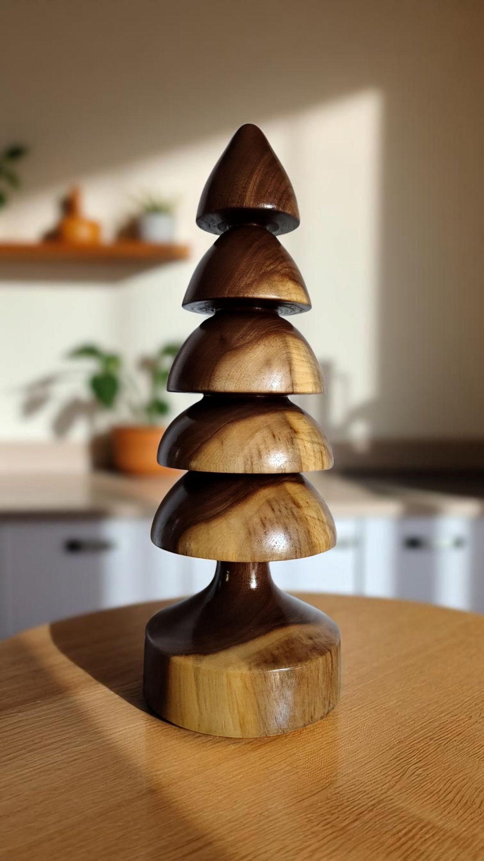 Lathe-turned Walnut Wood Tree - Rustic Christmas Decor - Etsy