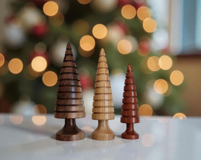 Wooden Christmas Trees - Lathe Turned - Walnut Ash Red Cedar Woods - Etsy