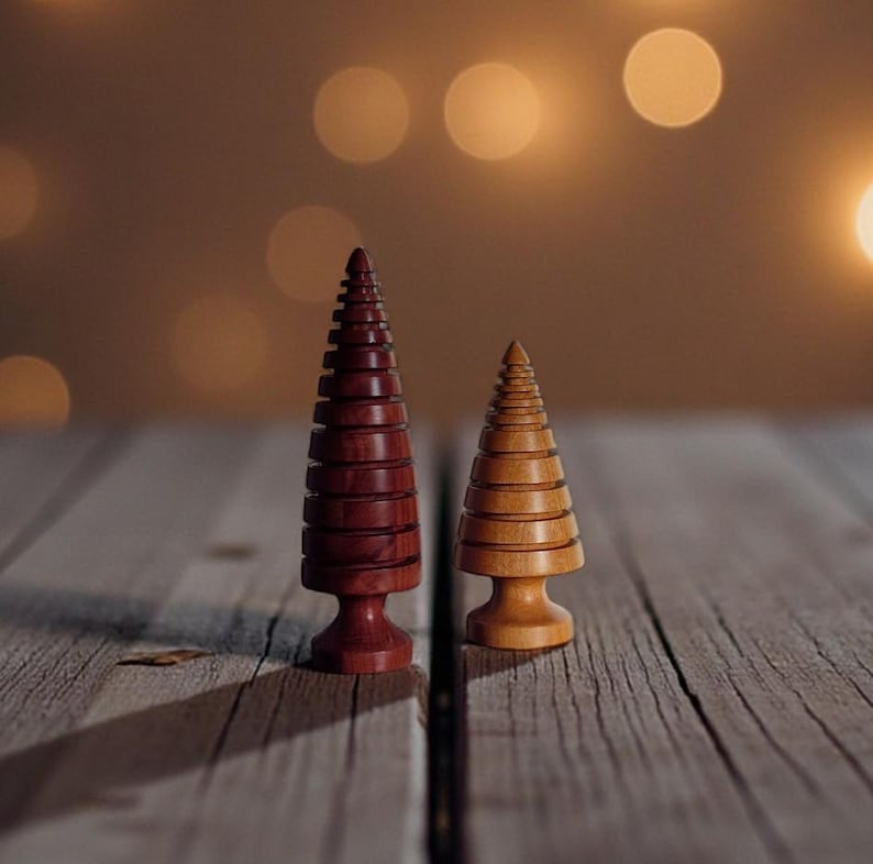 Wooden Christmas Trees - Lathe Turned - Red Elm and Cedar Woods ...