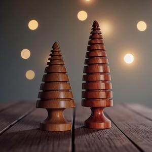 Wooden Christmas Trees - Lathe Turned - Red Elm and Cedar Woods ...