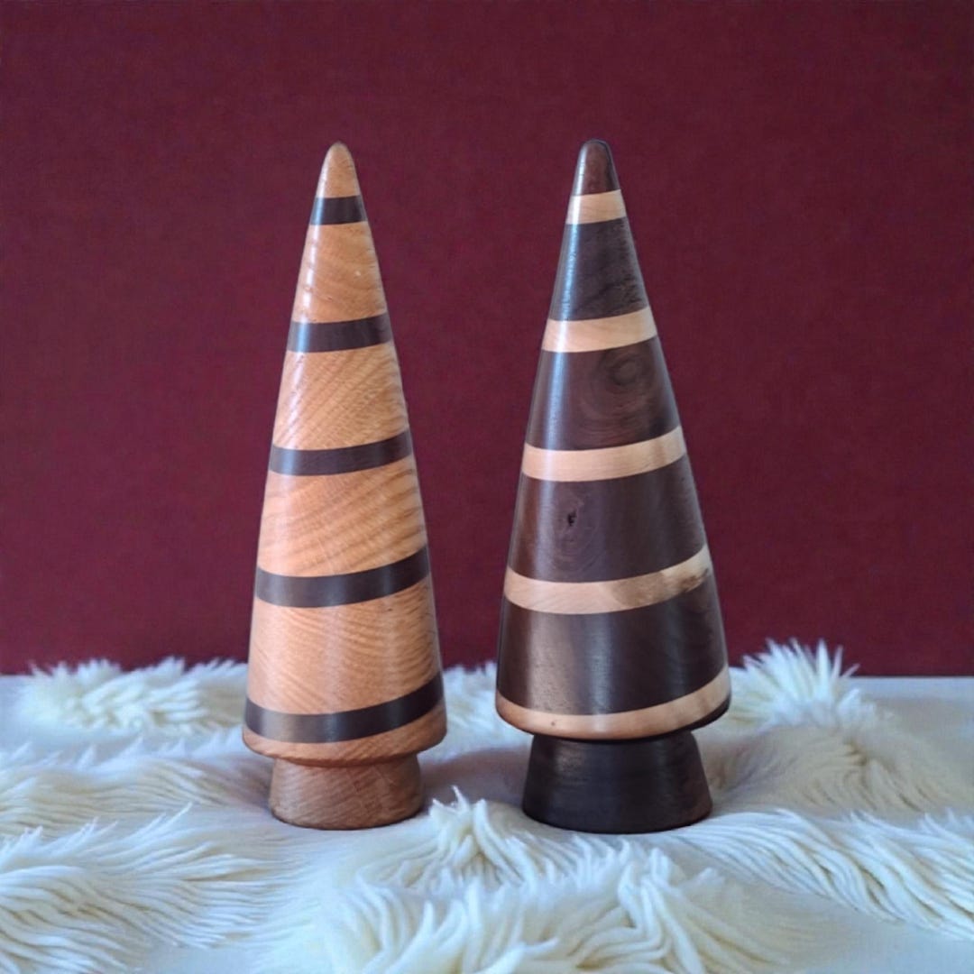 Wooden Trees - Lathe Turned - Evergreen Figurines - Etsy