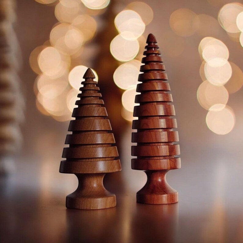 Wooden Christmas Trees - Lathe Turned - Red Elm and Cedar Woods ...