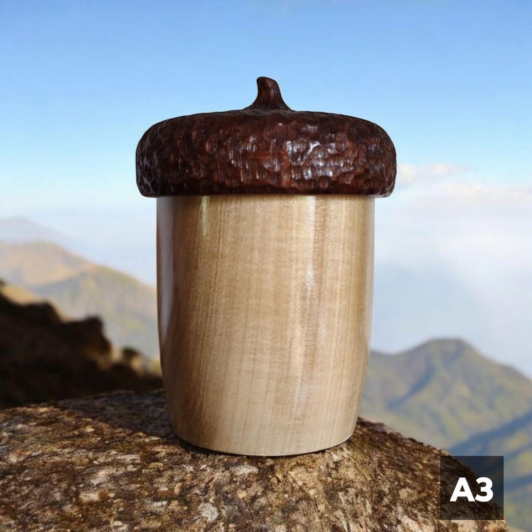 Lathe Turned Acorn Trinket Box: Walnut & Birch Wood - Etsy