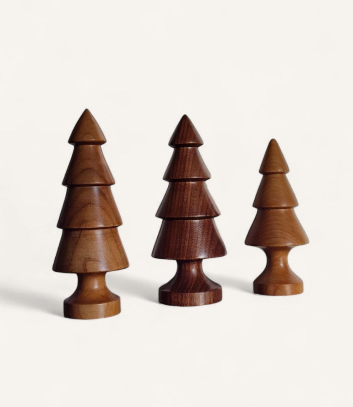 Wooden Christmas Tree Trio - Lathe Turned - Wooden Evergreen Trees - Etsy