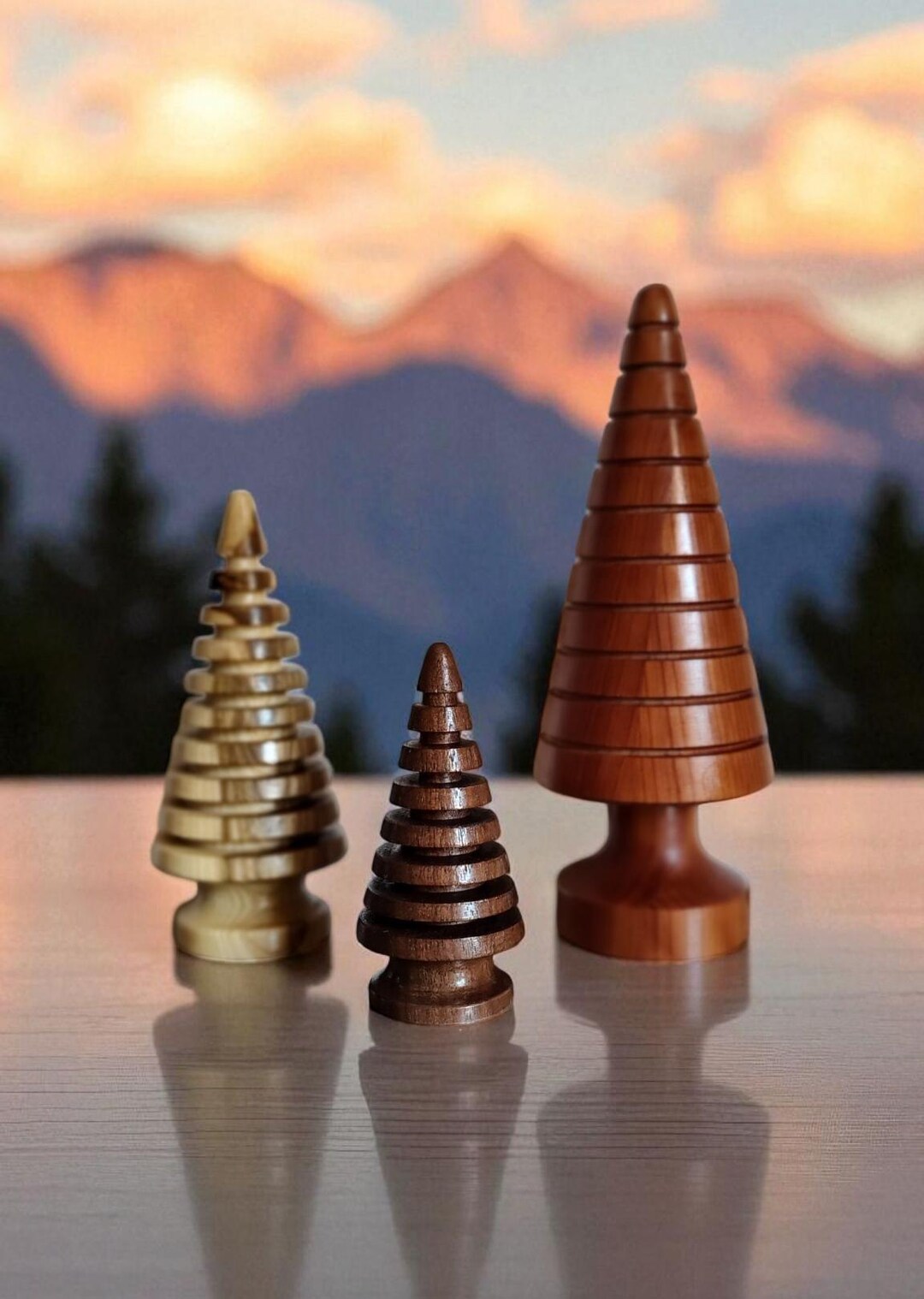 Tree Set - Lathe Turned - Christmas Trees - Etsy