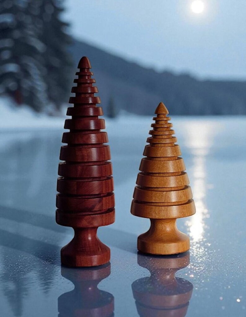 Wooden Christmas Trees - Lathe Turned - Red Elm and Cedar Woods ...