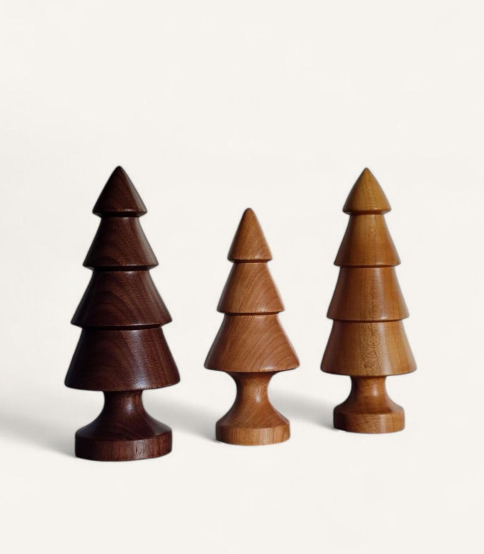 Wooden Christmas Tree Trio - Lathe Turned - Wooden Evergreen Trees - Etsy