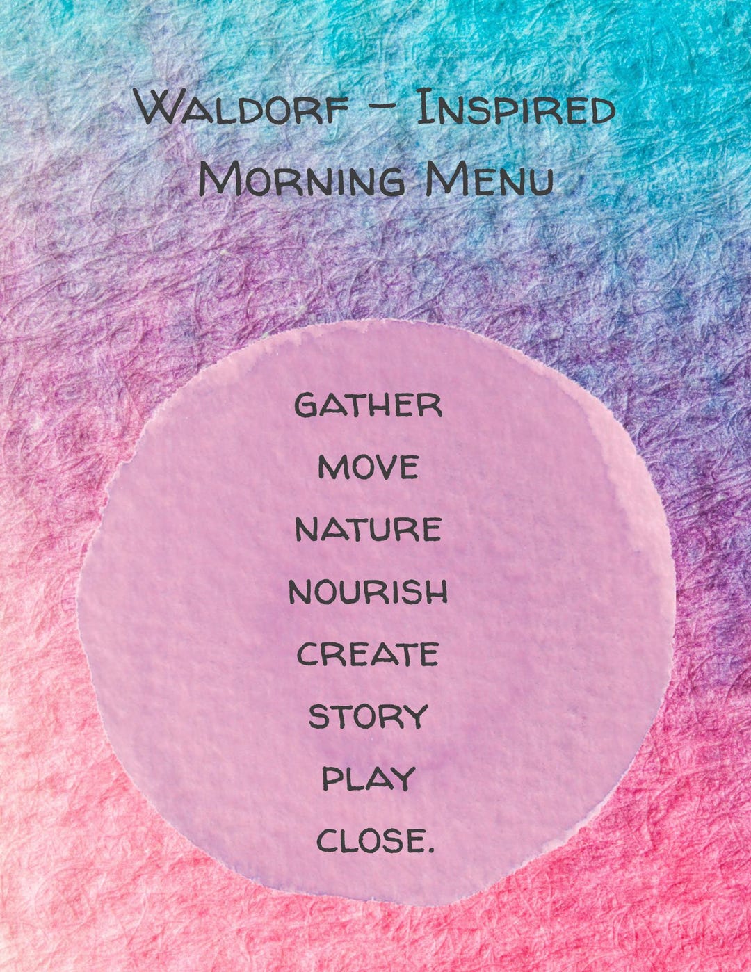 Waldorf Morning Menu: Nature-based Homeschool Rhythm Cards (digital ...