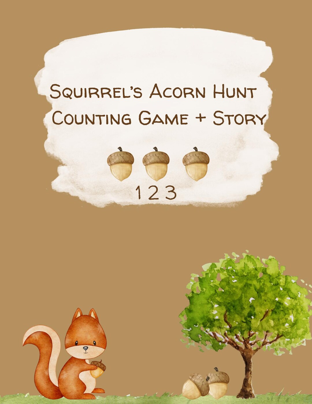 Squirrel's Acorn Hunt: Fall Counting Game for Preschool (printable Set ...