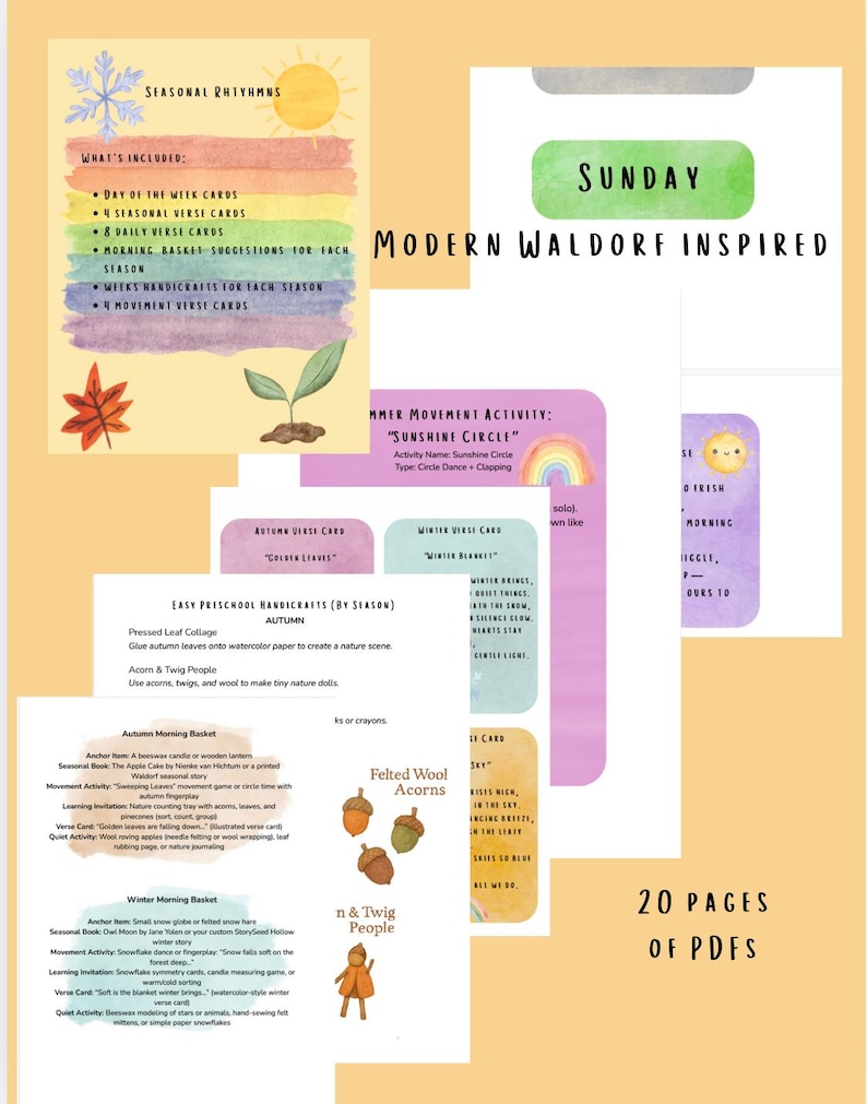 Waldorf-inspired Seasonal Rhythm Pack | Verses, Morning Basket Ideas ...