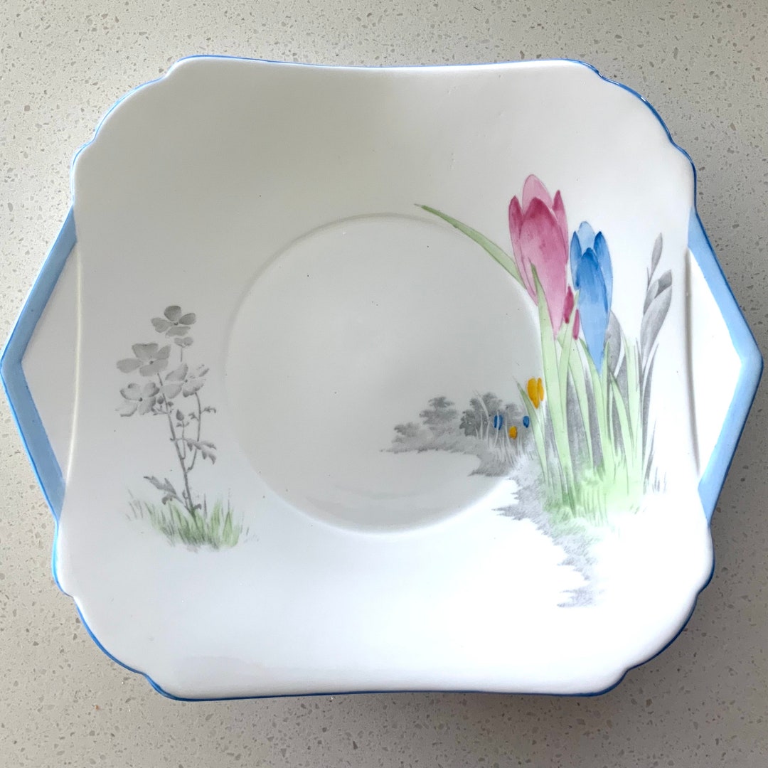 Art Deco Shelley Crocus Pattern Cake Plate - Etsy