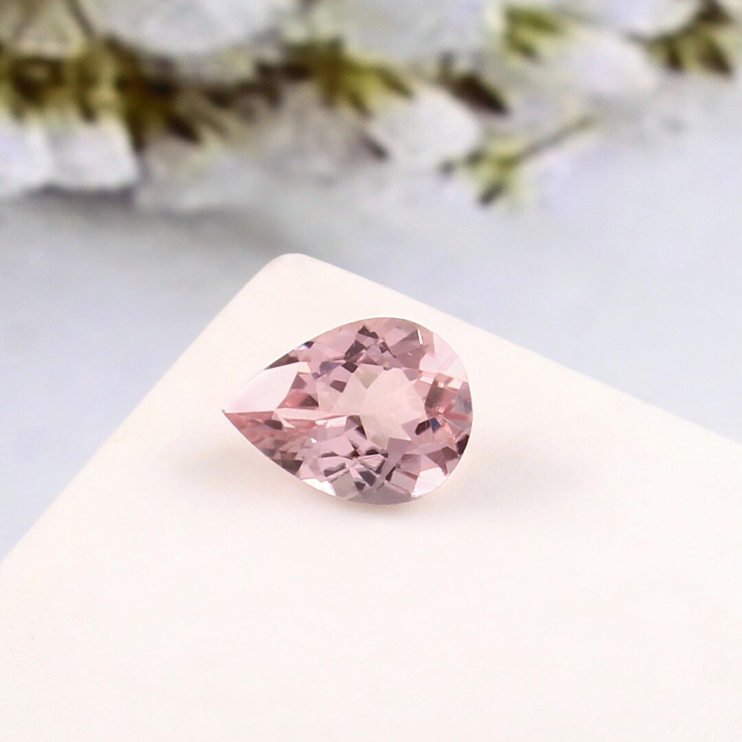 Pink Tourmaline Pear Cut Gemstone: Faceted October Birthstone, 6x8mm - Etsy