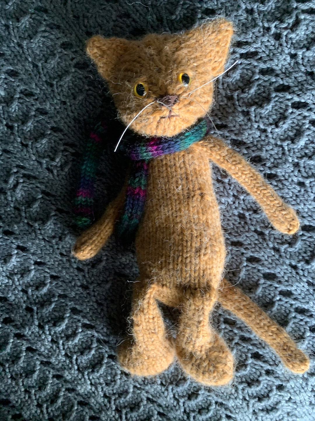 Butterscotch Cat/cute Knitted Kitten/nursery Toy/soft Plush Animal/made ...