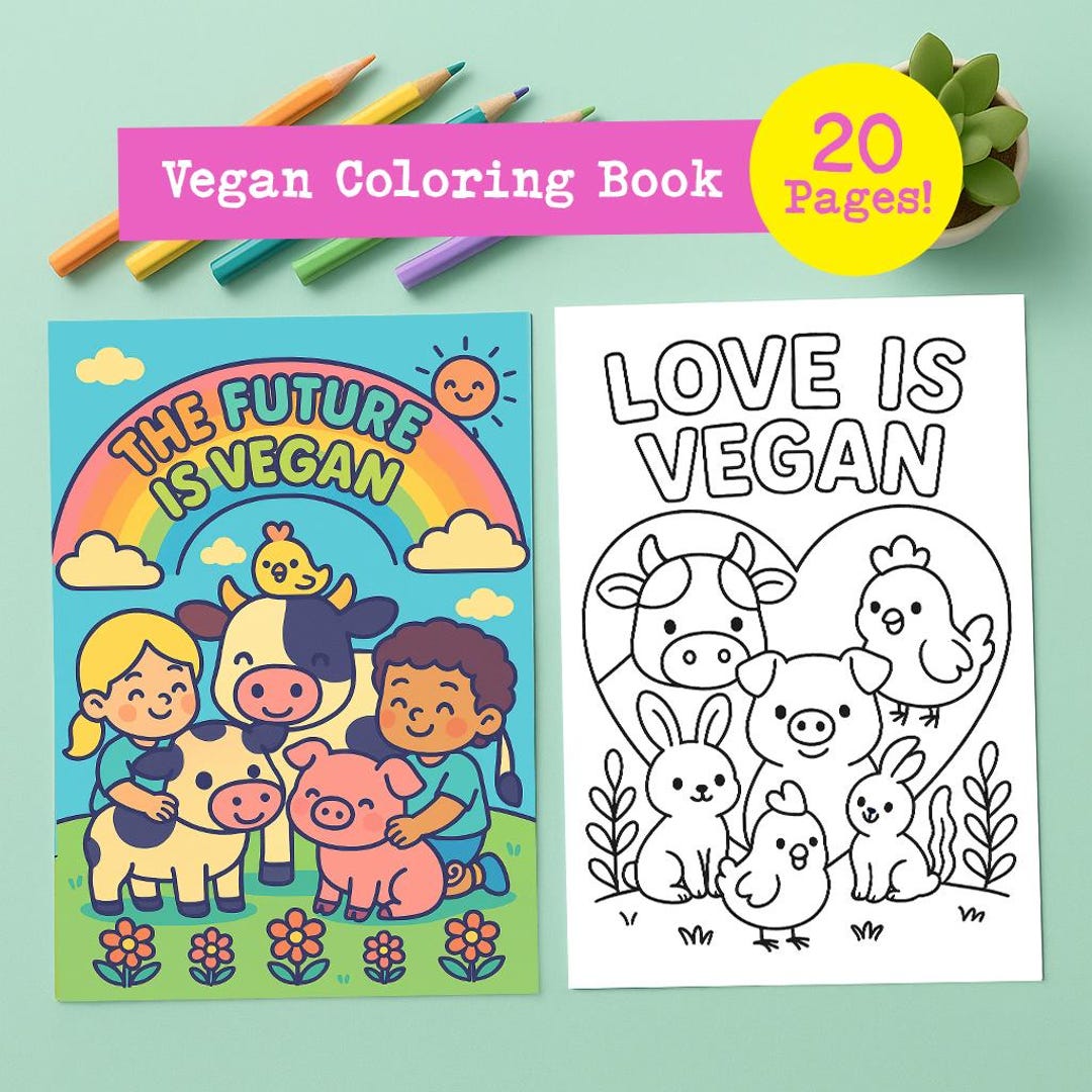 Vegan Coloring Book | Printable Coloring Pages | Printable Book | Vegan ...