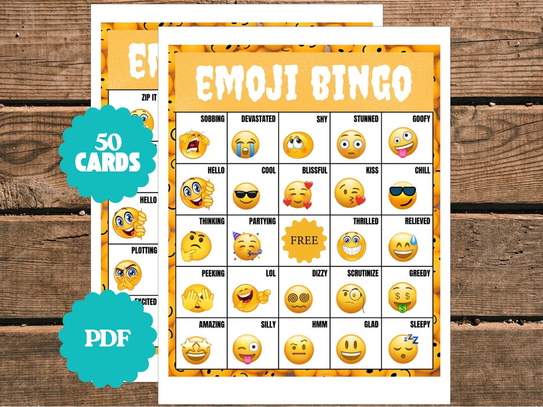 Emoji Game Bingo Printable 50 Unique Cards for Kids Adults Seniors PDF ...