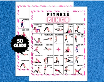 Fitness Exercise Bingo Printable 50 Unique Cards for Kids Adults ...