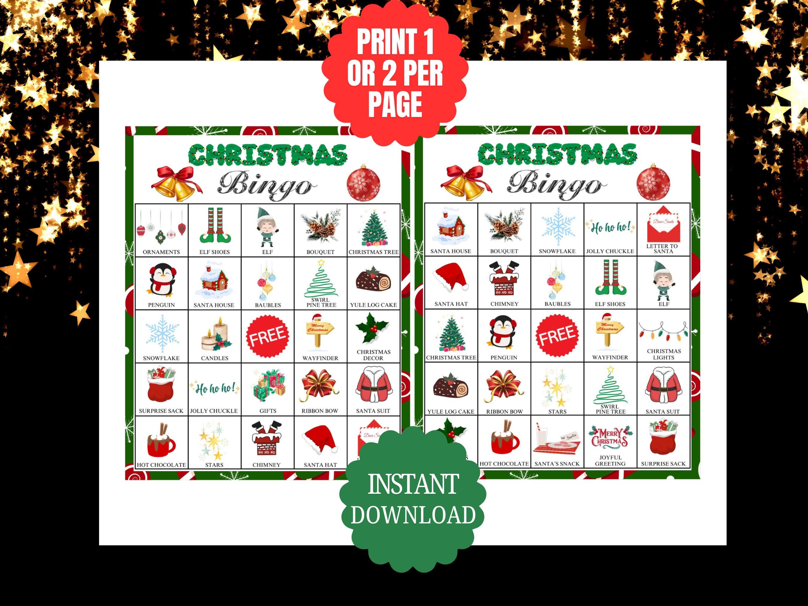 Printable Christmas Bingo Game, 30 Cards + 40 Calling Cards + Tokens ...