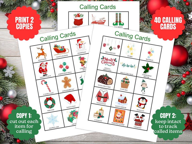 Christmas Bingo Game Printable 30 Unique Cards for Kids Adults Seniors ...