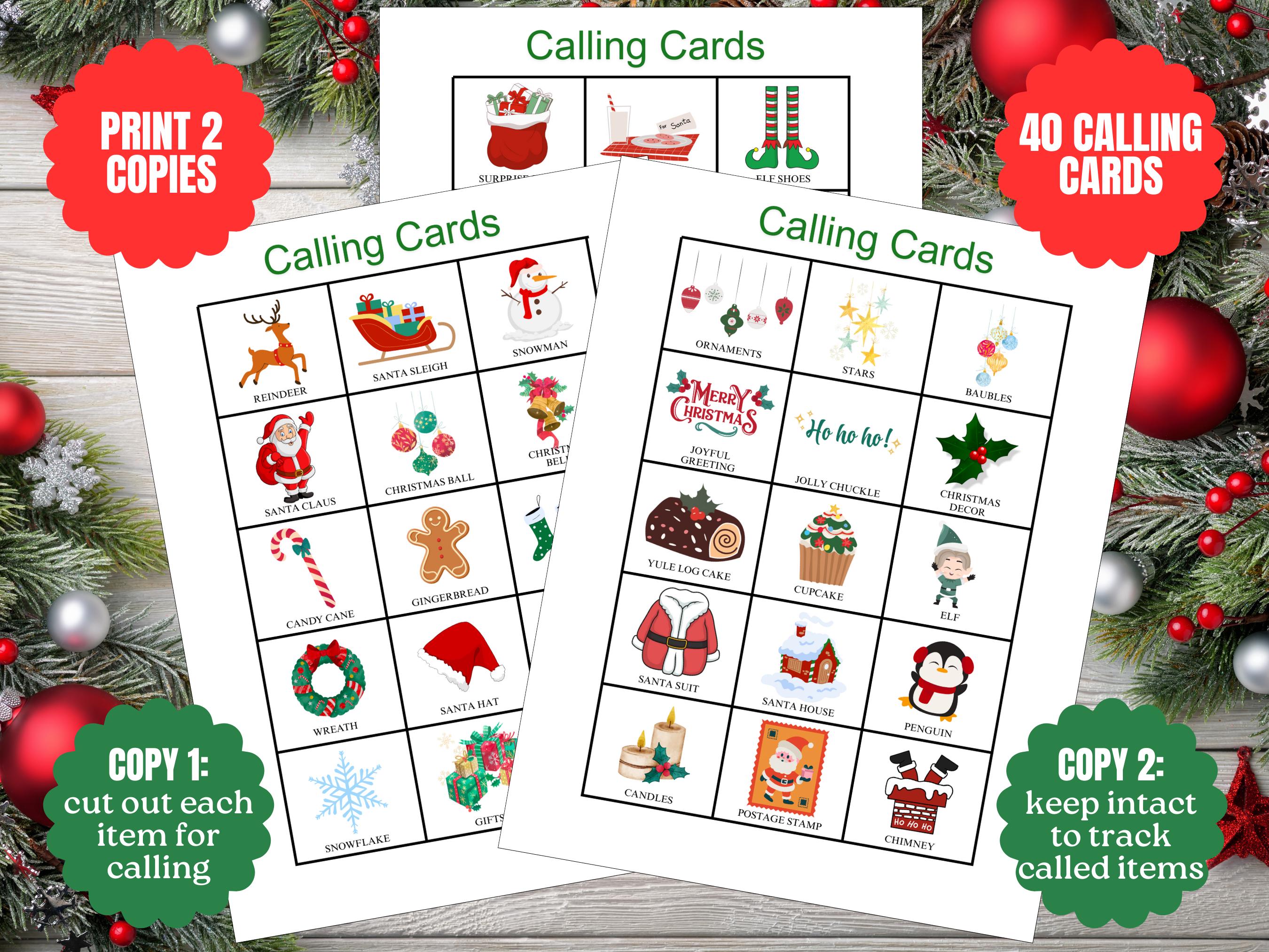 Printable Christmas Bingo Game, 30 Cards + 40 Calling Cards + Tokens ...