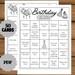 Printable Birthday Bingo 50 Unique Cards for Kids Adults and Seniors ...