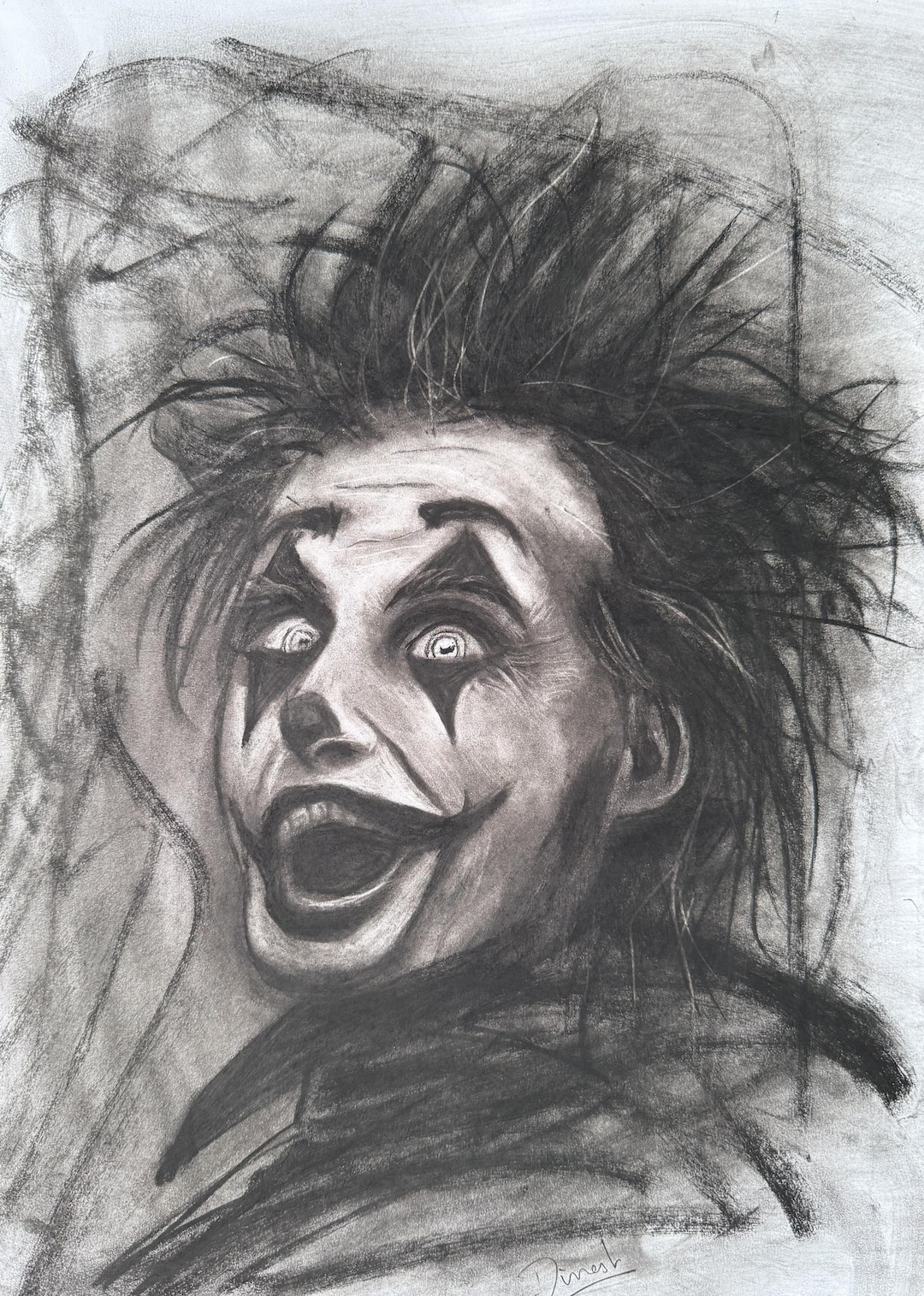 Disturbing Clown Charcoal Drawing A3 Original Creepy Face Art Dark ...