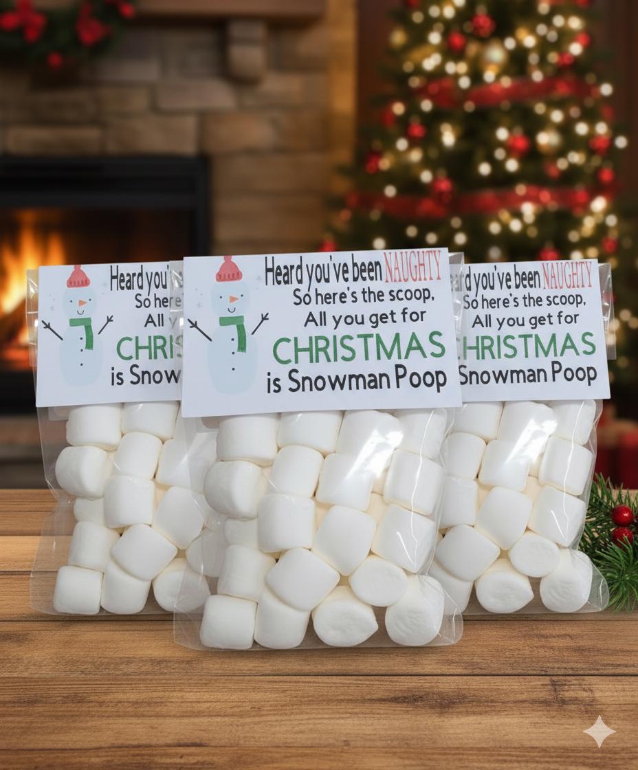Snowman Poop Stocking Stuffer Party Favors Labels - Etsy