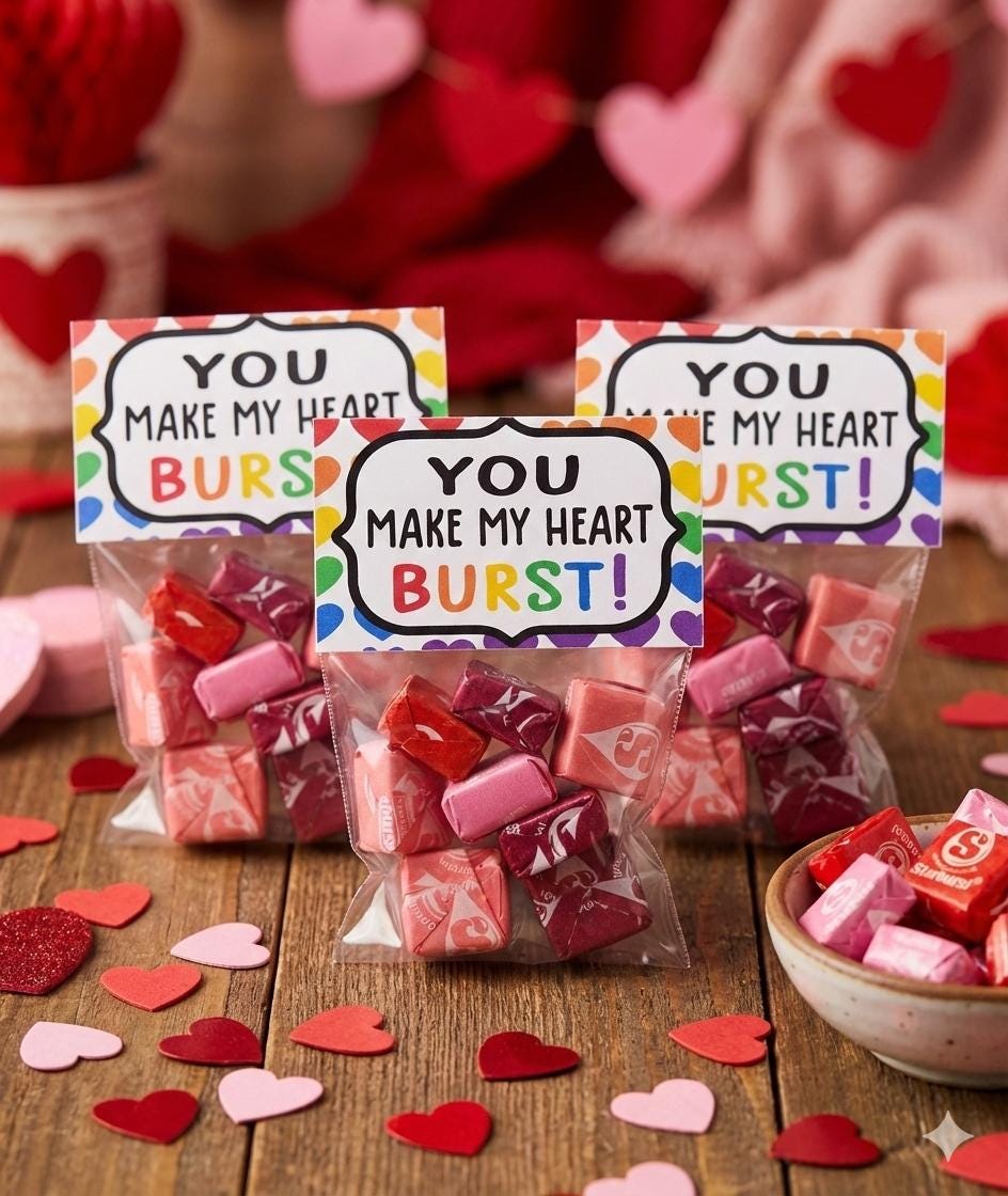 Valentines for Kids, Starburst, Classroom Valentines Treats - Etsy