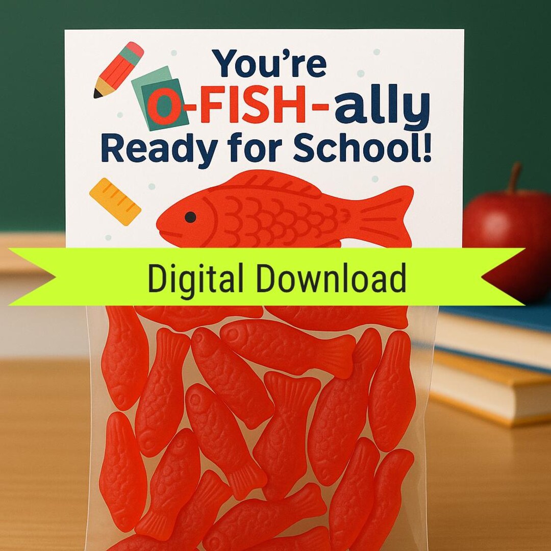 O-fish-ally Ready for School Printable Tag | Candy Bag Topper (digital ...