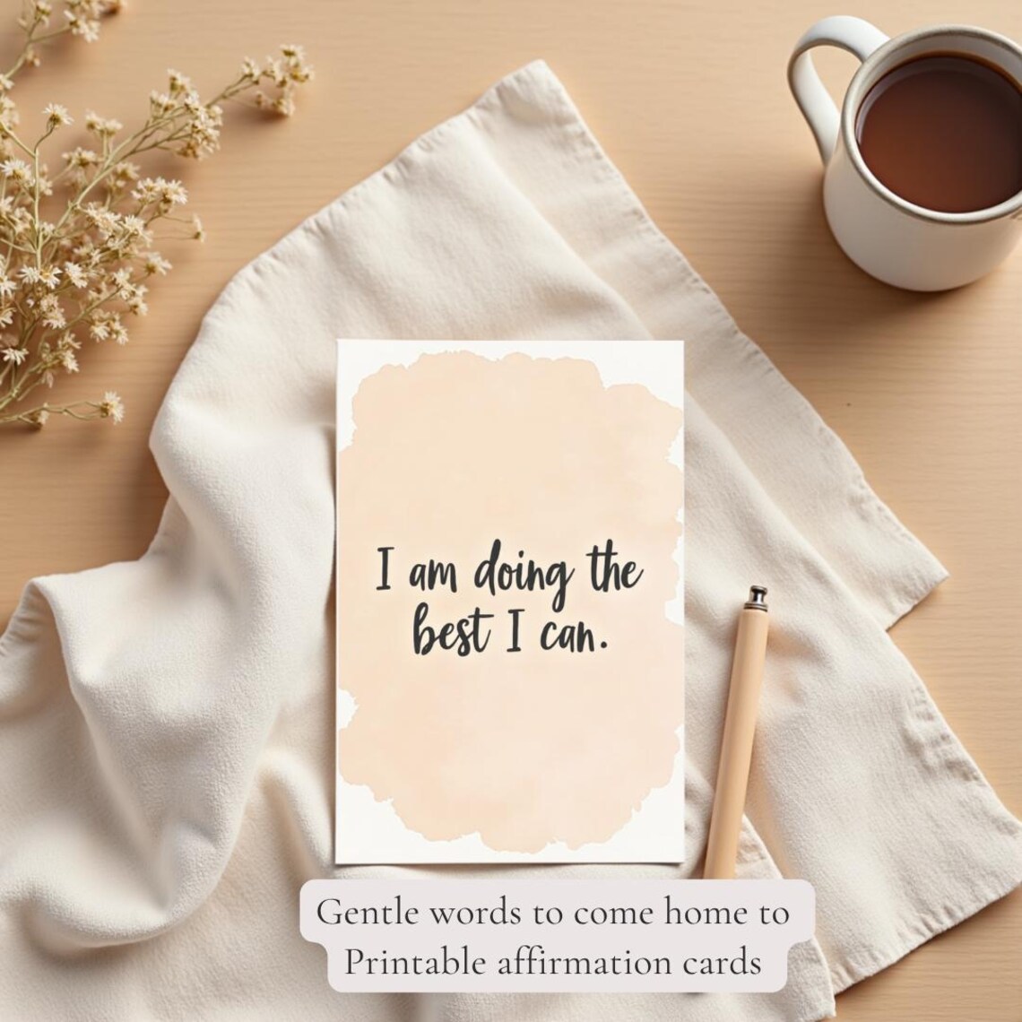 Self-care Affirmation Cards Printable | 20 Calm & Gentle Digital Quotes ...