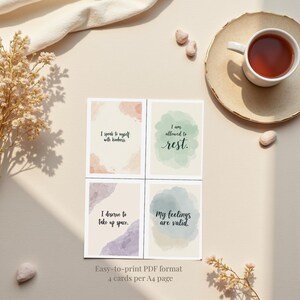 Self-care Affirmation Cards Printable | 20 Calm & Gentle Digital Quotes ...