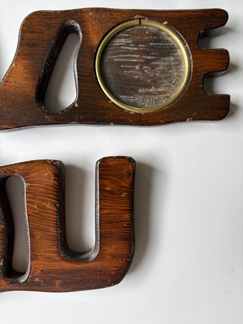70s Vintage Torch Cut Typography Wood Picture Collage Photo Frames LOVE ...