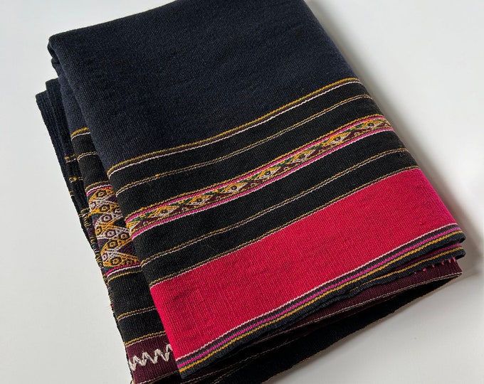 Stunning Black Rainbow Vintage Mexican Aztec Embroidered Burro Blanket ...