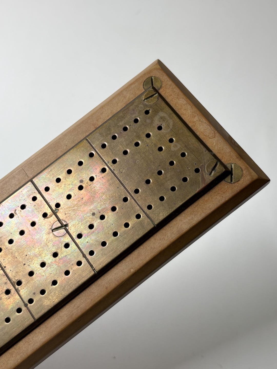 Vintage Brass & Stone Footed Cribbage Board - Etsy