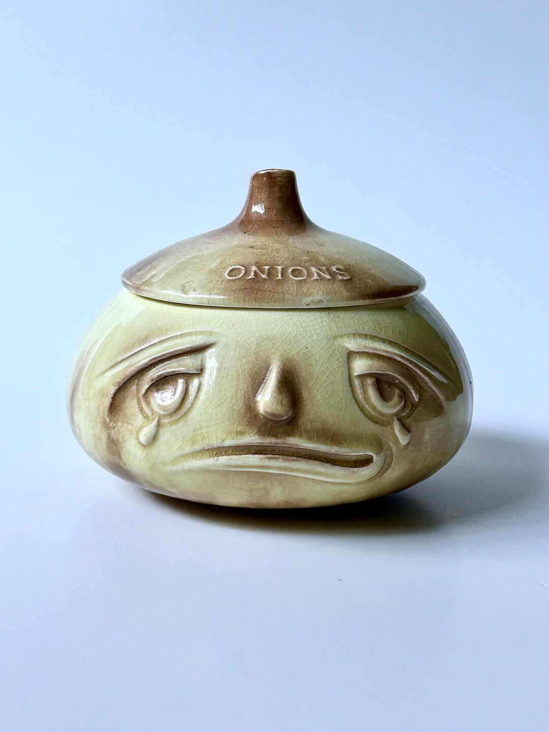 Falcon Ware/sylvac Ceramic Crying Onion Condiment Bowl Lidded Jar Dish ...