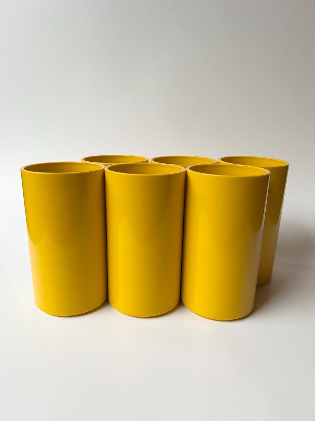 Sunny Yellow Crayonne Plastic Sturdy Postmodern Vintage Cups Mugs ...