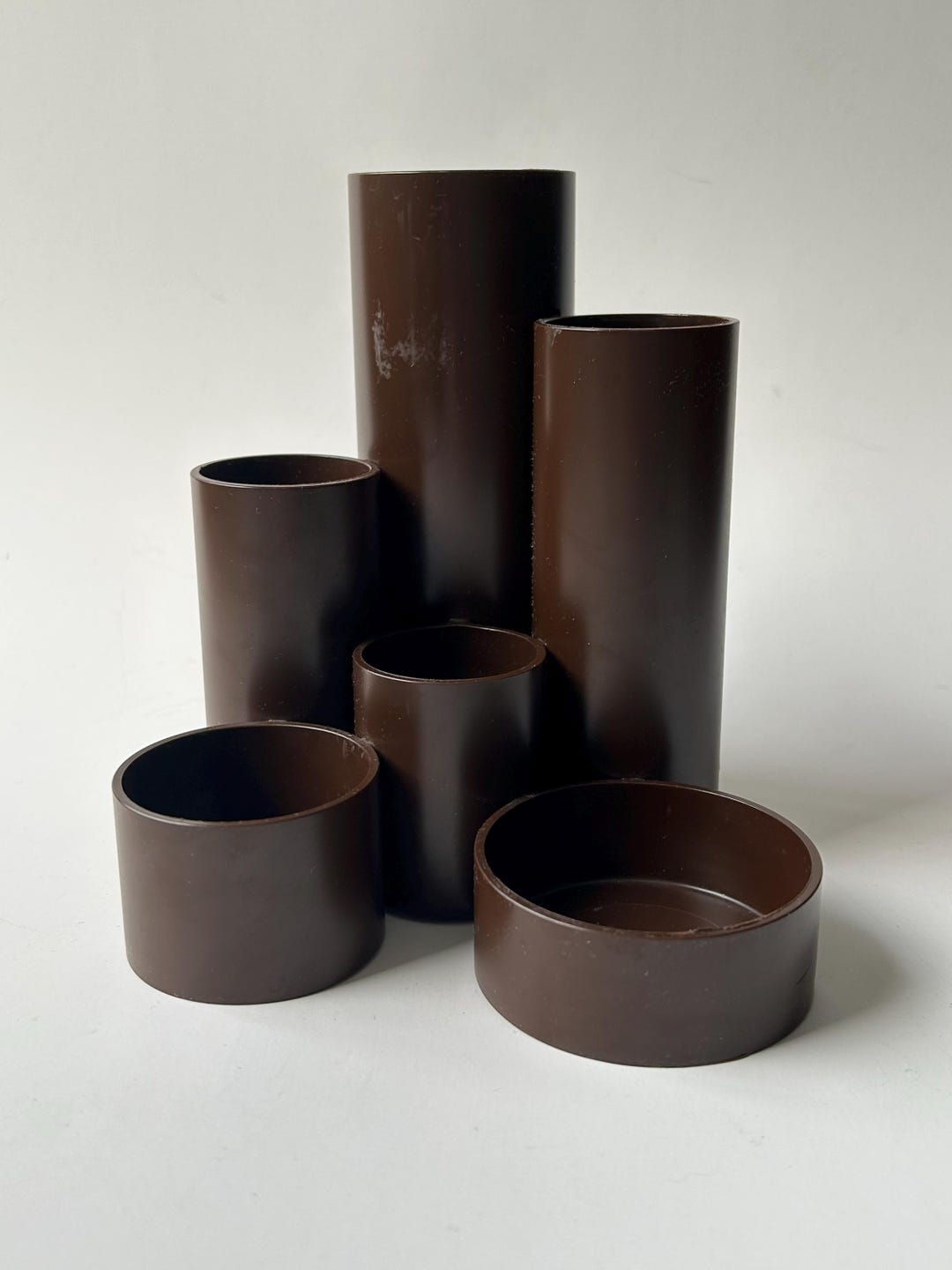 Mod Vintage Plastic Tubular Desk Caddy Organizer Brown Tidy Tubs Made ...