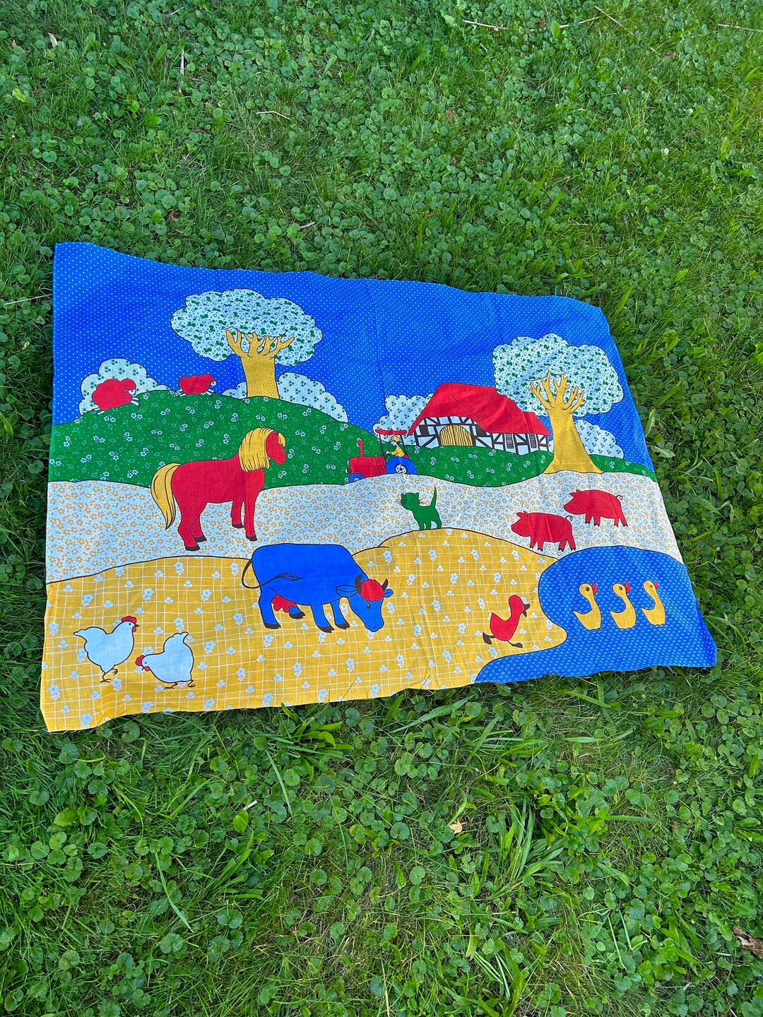 Scandi Style Farm & Barn Vintage Quilt Fabric Panel - Etsy