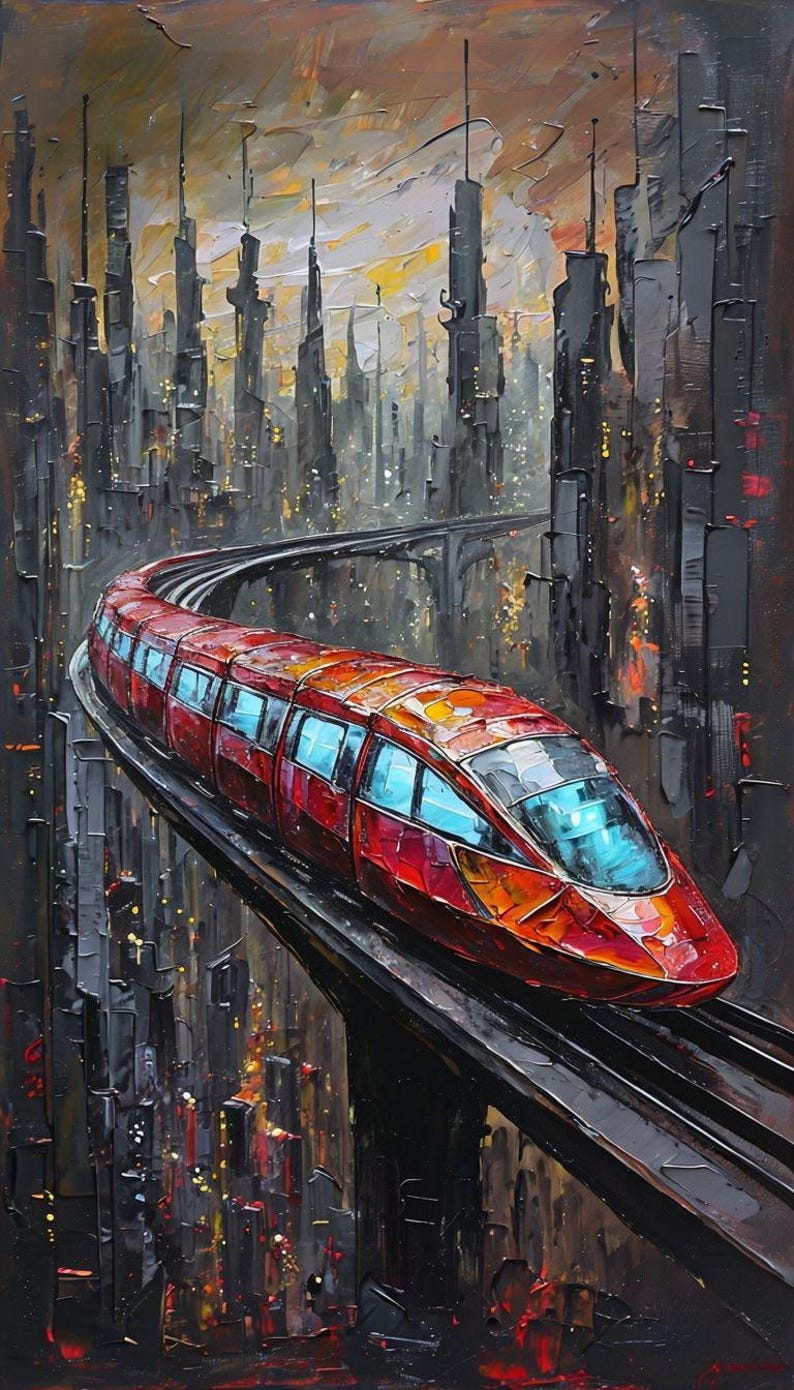 Cool Train City Night Print - Etsy
