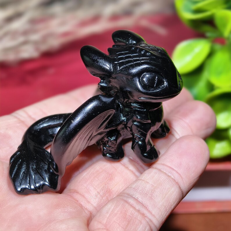Obsidian Toothless Figurine: Crystal Flying Dragon Skull - Etsy